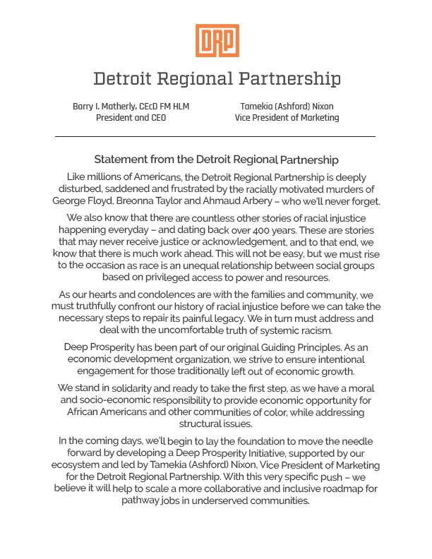 DRP Leadership Issues Statement on Racial Injustice
